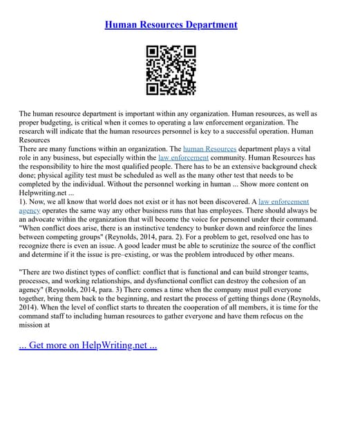 The Responsibility Of Human Resources Department | PPT