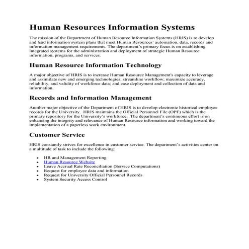 Human resources information systems | DOCX