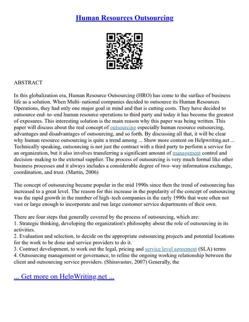 human resource outsourcing | PPTX