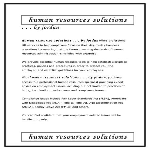Human Resources Solutions By Jordan 4.24.09