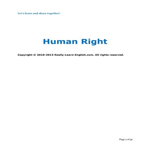 English Reading - Human right | PDF