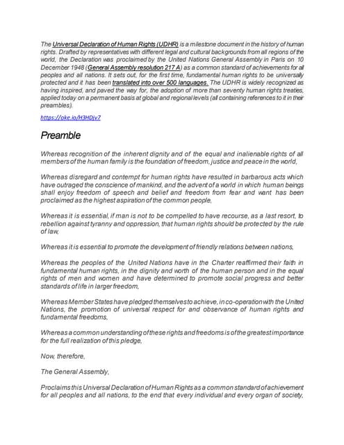 Human rights (Universal Declaration of Human Rights) | PPTX