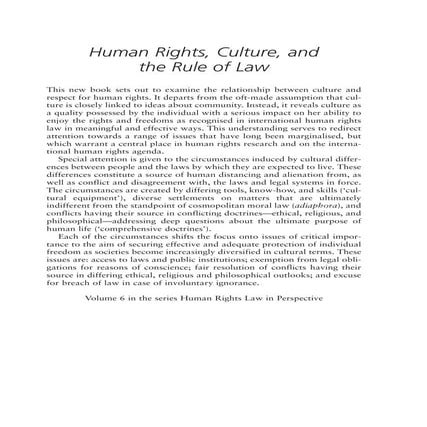 Human Rights, Culture, and the Rule of Law (Human Rights Law in ...