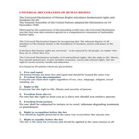 Human rights (Universal Declaration of Human Rights) | PPTX