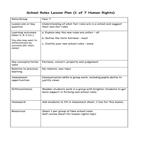 Human rights lesson 1 | DOC | Homework and Study | Education