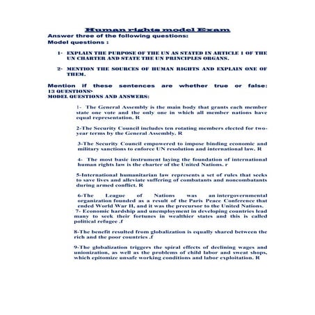 Human rights model exam | DOCX