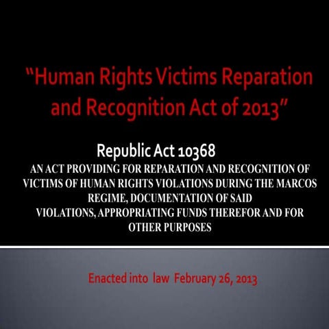 Human rights victims reparation and recognition act | PPT