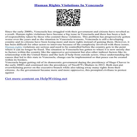 Human Rights Violations In Venezuela | PDF