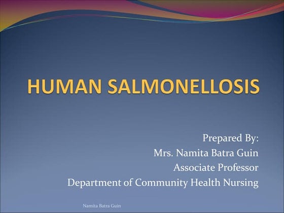 Salmonellosis | PPSX | Infectious Diseases | Diseases and Conditions