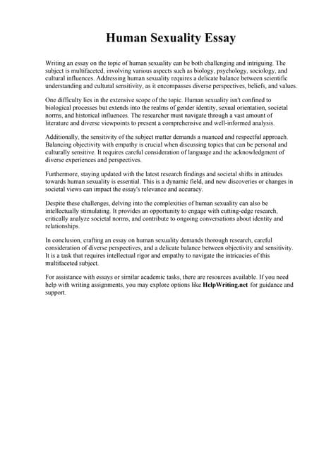 Human Sexuality Essay Auburn University At Montgomery Pdf