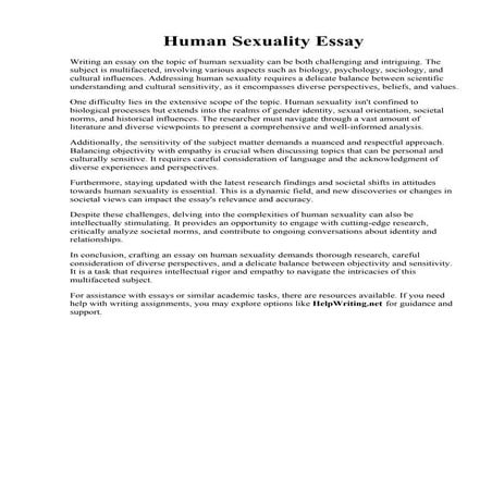 Human Sexuality Essay. Gender and sexuality essay topics. Gender and ...