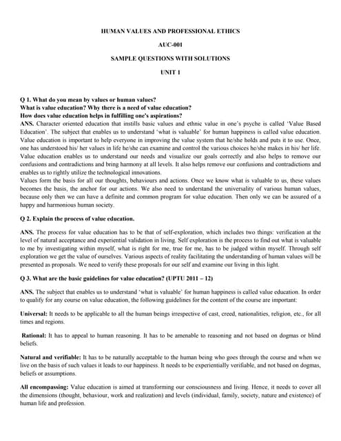 UNIVERSAL HUMAN VALUE | PPTX