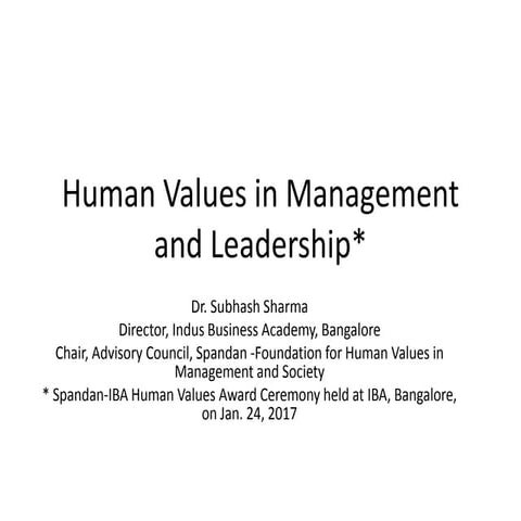 Human Values in Management and Leadership | PPT