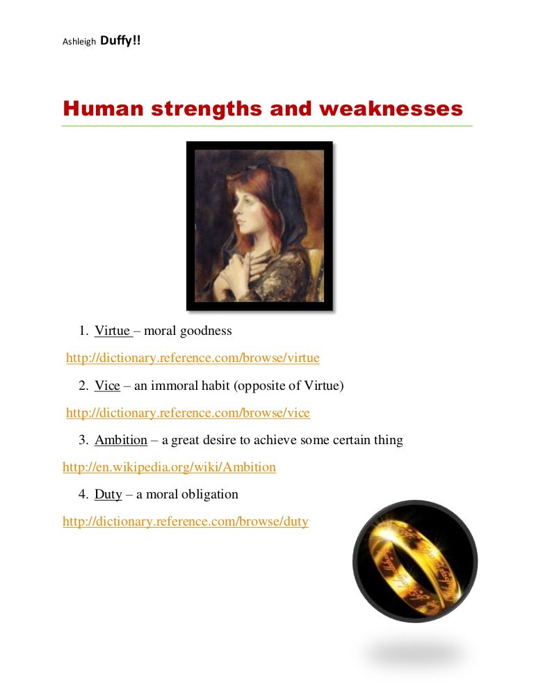 Human weaknesses and strengths