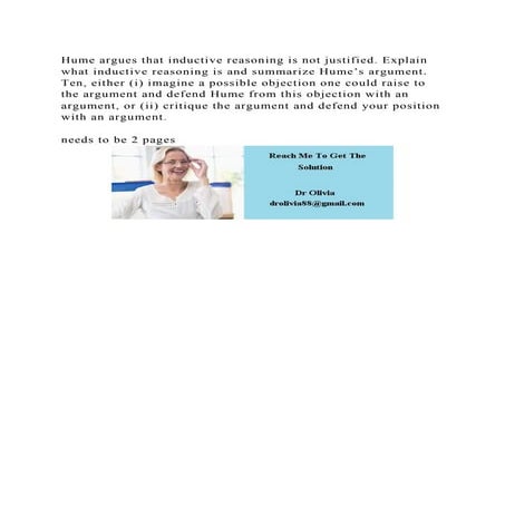 Hume argues that inductive reasoning is not justified. Explain what .docx