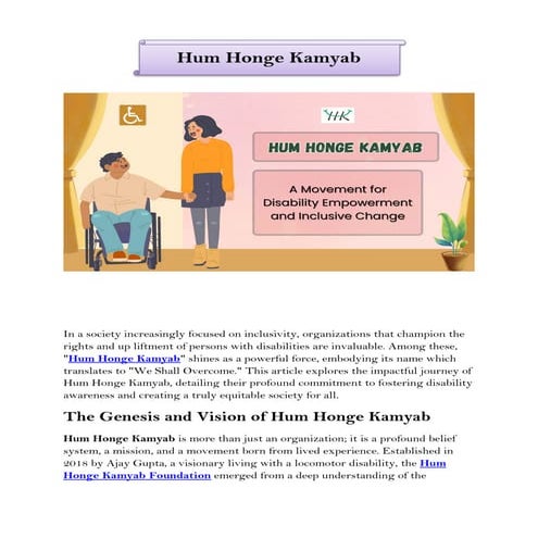 Hum Honge Kamyab A Movement for Disability Empowerment in india | PDF