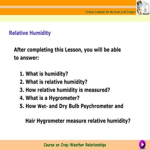Humidity, relative humidity, its impacts | PPT
