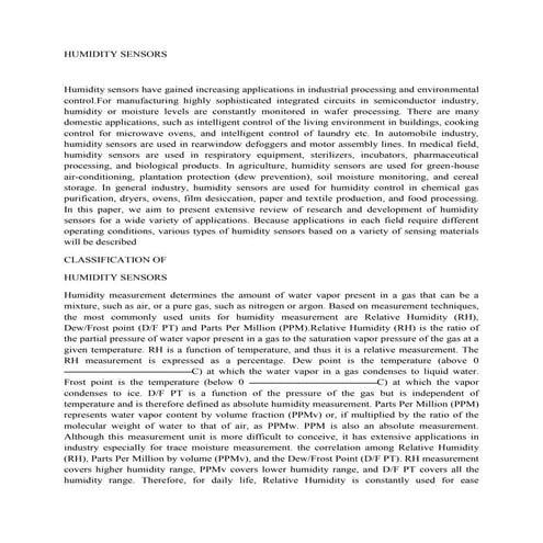 Humidity sensors | DOCX