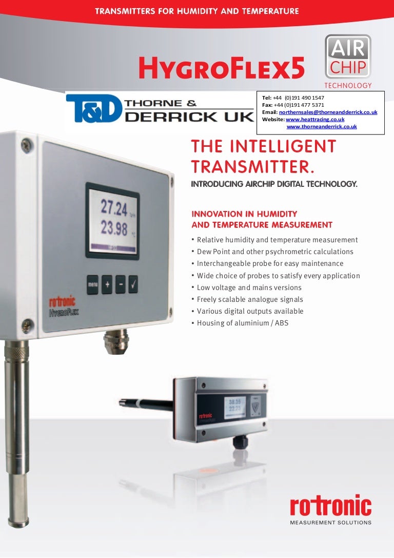 Rotronic HF5 Humidity & Temperature Transmitter - Spec Sheet