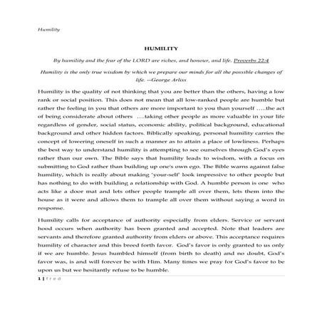 Humility part 1 | PDF