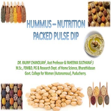 Hummus ready to eat pulse dip | PPTX | Vegetarian Diets | Food & Drink