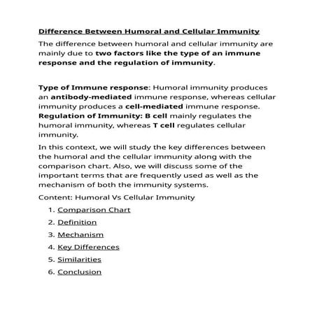 Comprehensive Comparison of Humoral and Cellular Immunity Mechanisms ...