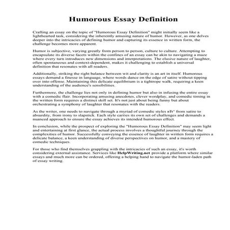 Humorous Essay Definition | PDF