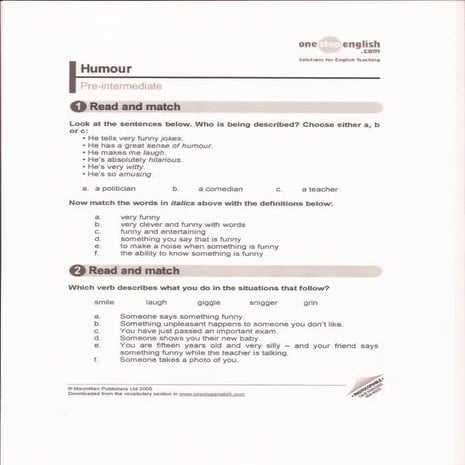 Humour worksheet 2 | PDF