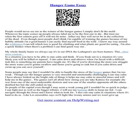 Hunger Games Essay | PDF
