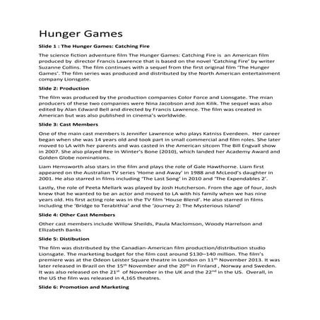 Hunger Games information | PDF