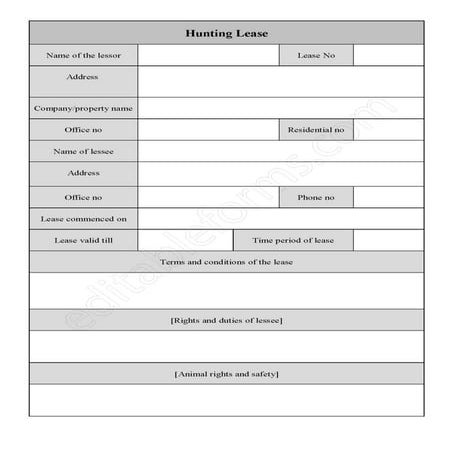Hunting Lease Fillable PDF Template Download | PDF