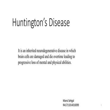 Huntington’s disease | PPT