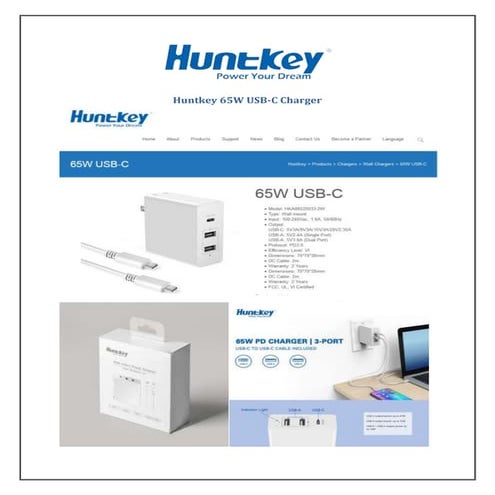Huntkey 65 w usb c charger en.huntkey.com