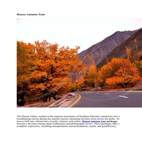 Hunza Autumn Tours, Pakistan Autumn Tour. Skardu Autumn Tour | PDF