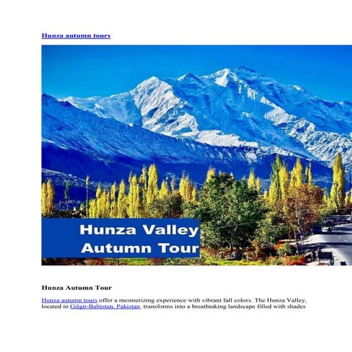Pakistan Autumn Tour . Hunza Autumn Tours | PDF