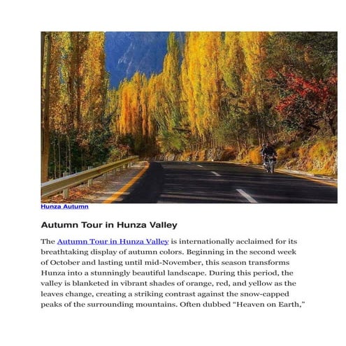 Hunza Autumn Tour. Hunza Autumn Tours | PDF