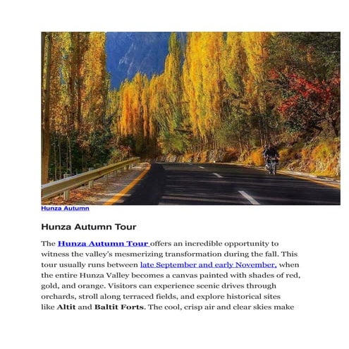 Hunza Autumn Tour. Hunza Autumn Tour 2025 | PDF