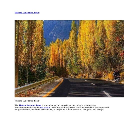 Hunza Autumn Tours. Pakistan Autumn Tour | PDF