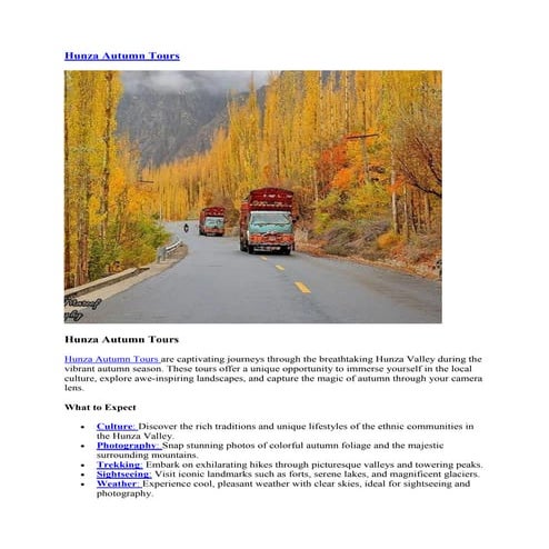 Autumn Season in Hunza 2026. Hunza Autumn Tours | PDF