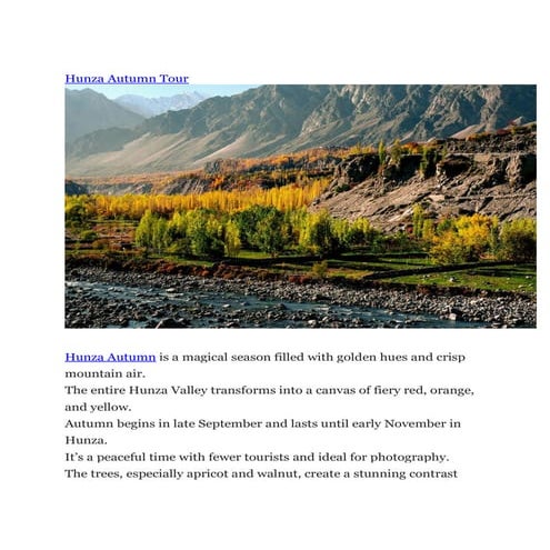 Hunza Autumn Tour. Pakistan Autumn Tour. | PDF