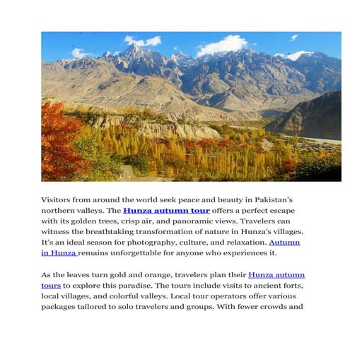 Hunza Autumn Tour. Pakistan Autumn Tours. | PDF