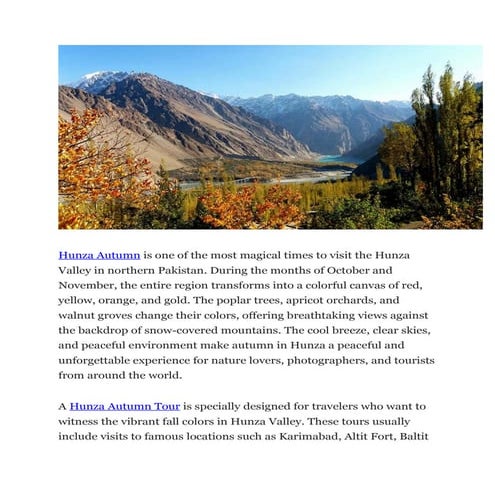Hunza Autumn Tour 2025. Pakistan Autumn Tour | DOCX