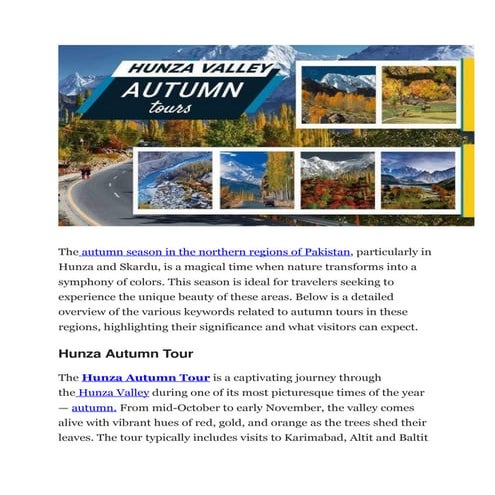 Hunza Autumn Tours. Skardu Autumn Tour. Pakistan Autumn Tours | PDF