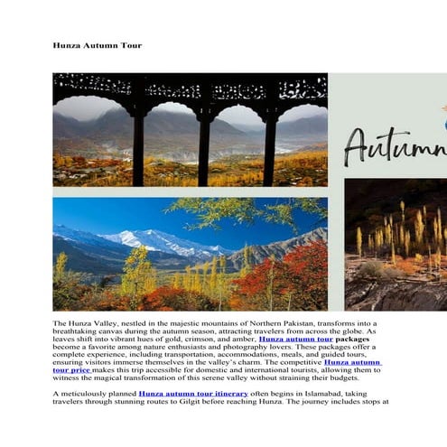 Hunza Autumn Tours.Skardu Autumn Tour. Paksitan Autumn Tour | PDF