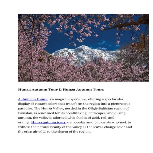 Hunza Cherry Blossom Tour. Hunza Blossom Tour | PDF