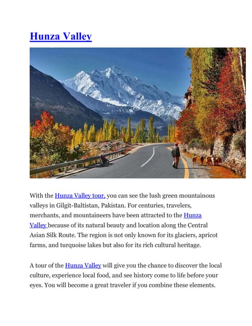 Hunza ,Hunza valley, Hunza Valley Tours 2024 | PDF