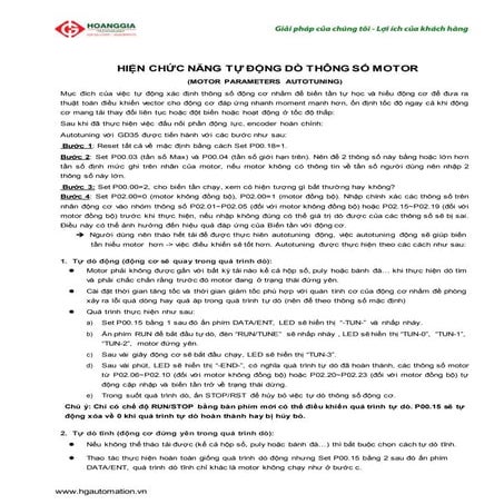 Hướng dẫn cài đặt đấu nối biến tần GD35 - chế độ Autotuning | DOCX