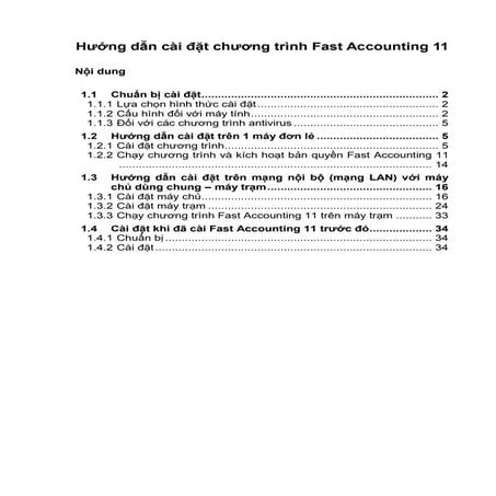 Hướng dẫn cài đặt phần mềm kế toán Fast Accounting 11 | PDF