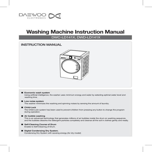 Hướng dẫn sử dụng máy máy giặt daewoo - Manual | PDF