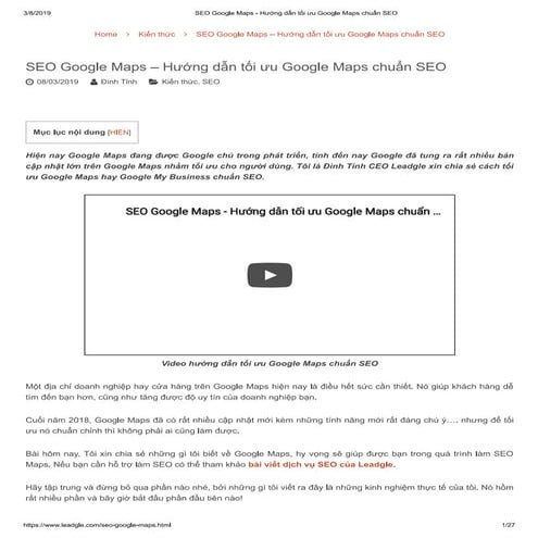 SEO Google Maps - Hướng dẫn tối ưu Google Maps chuẩn SEO | PDF | Audio Production | Content ...